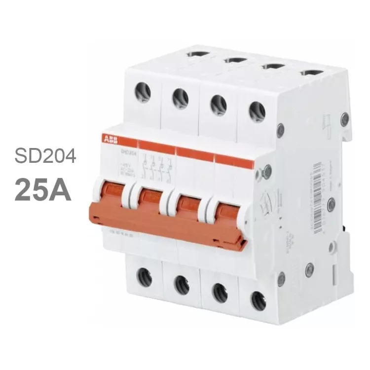 ABB SD204 Рубильник 4P 25A рычаг красный 2CDD284101R0025